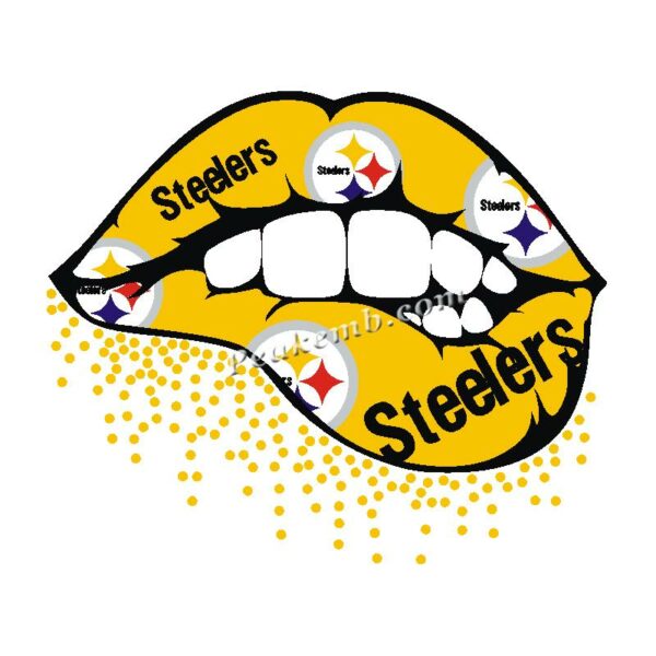 Lip w/ Steelers logo design Wholesale nfl heat iron on Transfer - PEAKEMB