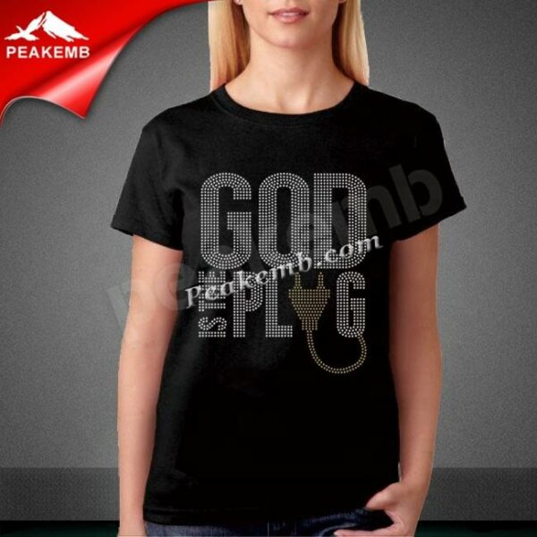 wholesale Custom God is the Plug Rhinestone Iron on Transfer - Peakemb
