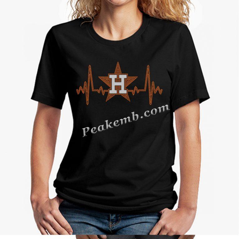 wholesale ECG design w/ astros logo rhinestone iron on transfer - Peakemb
