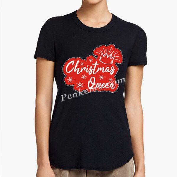 vinyl red christmas queen letters w/ crown iron on heat transfer - Peakemb