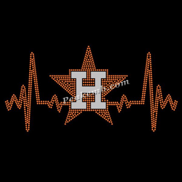 ECG design w/ astros logo rhinestone iron on transfer - PEAKEMB