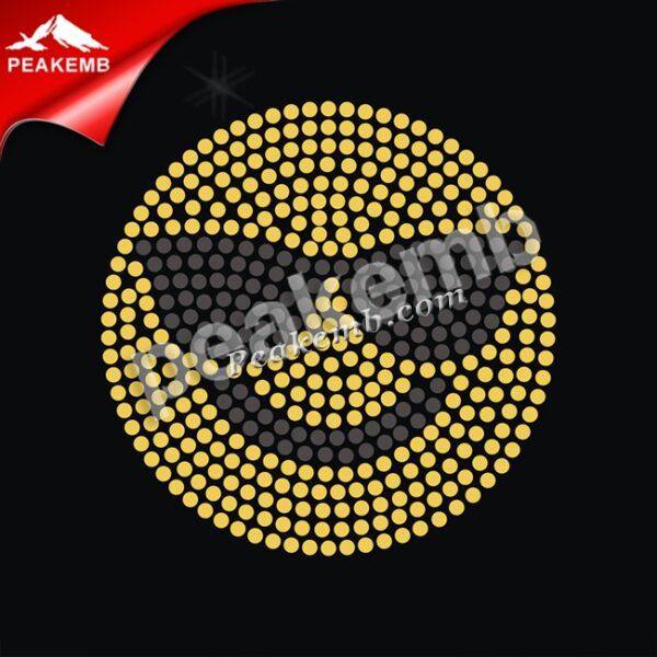 Smiley Face Rhinestone Iron On Transfers Bling For T Shirts - PEAKEMB