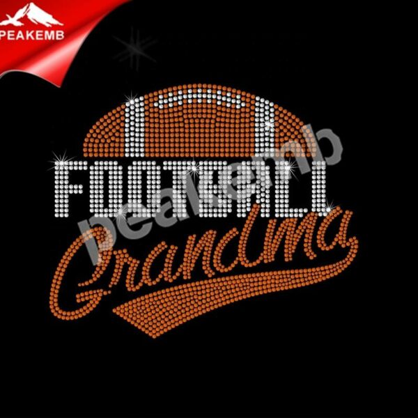Custom Bling Iron on Football Grandma Rhinestone Transfer Design - Peakemb
