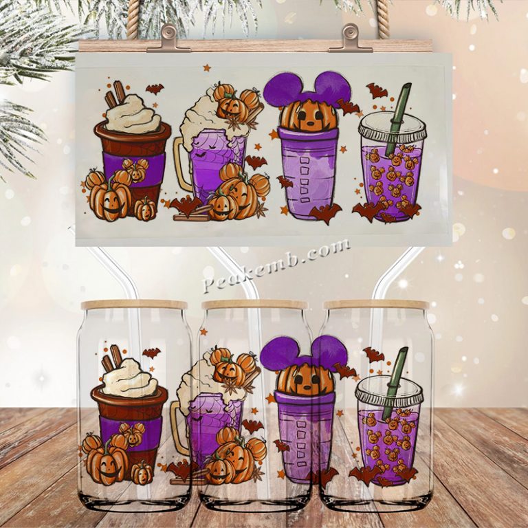 Good price fall pumpkin 16 oz libbey transfer no heat needed uv dtf cup ...